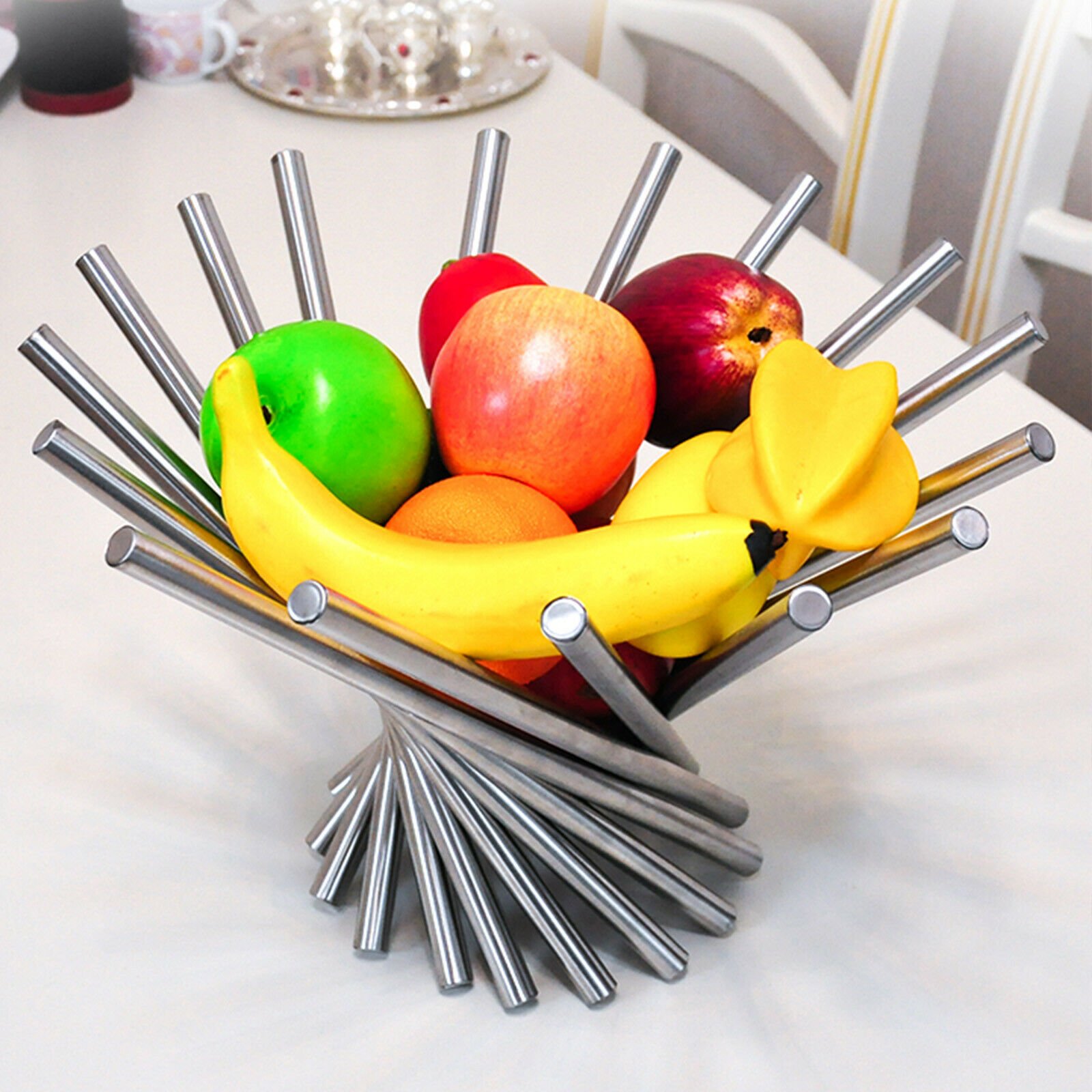 Stainless Steel Fruit Plate Rotating Fruit Basket, Portable Fruit Bowl ...