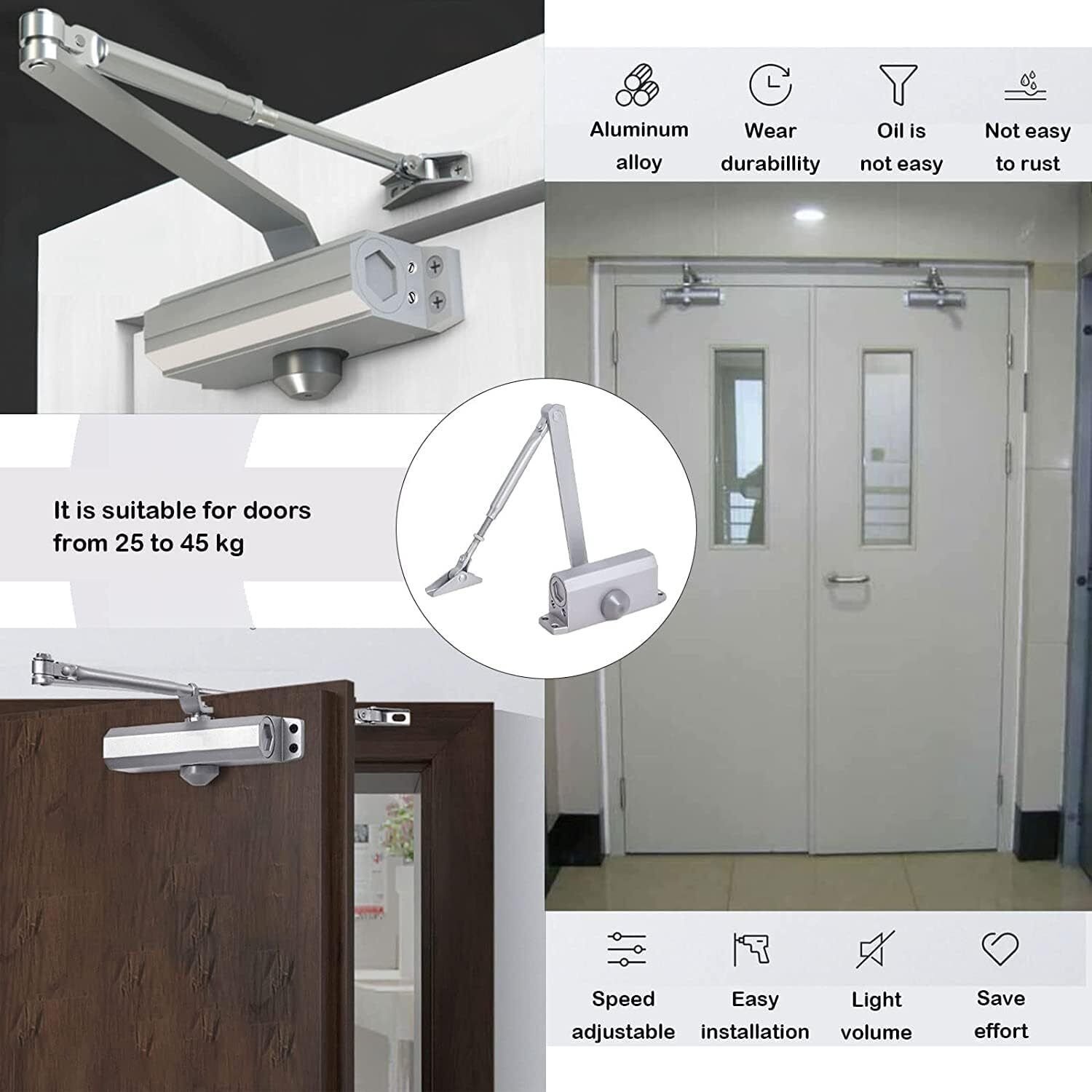 Auto Door Closer Heavy Duty Automatic Door Closer For 143-187 Lbs Door ...